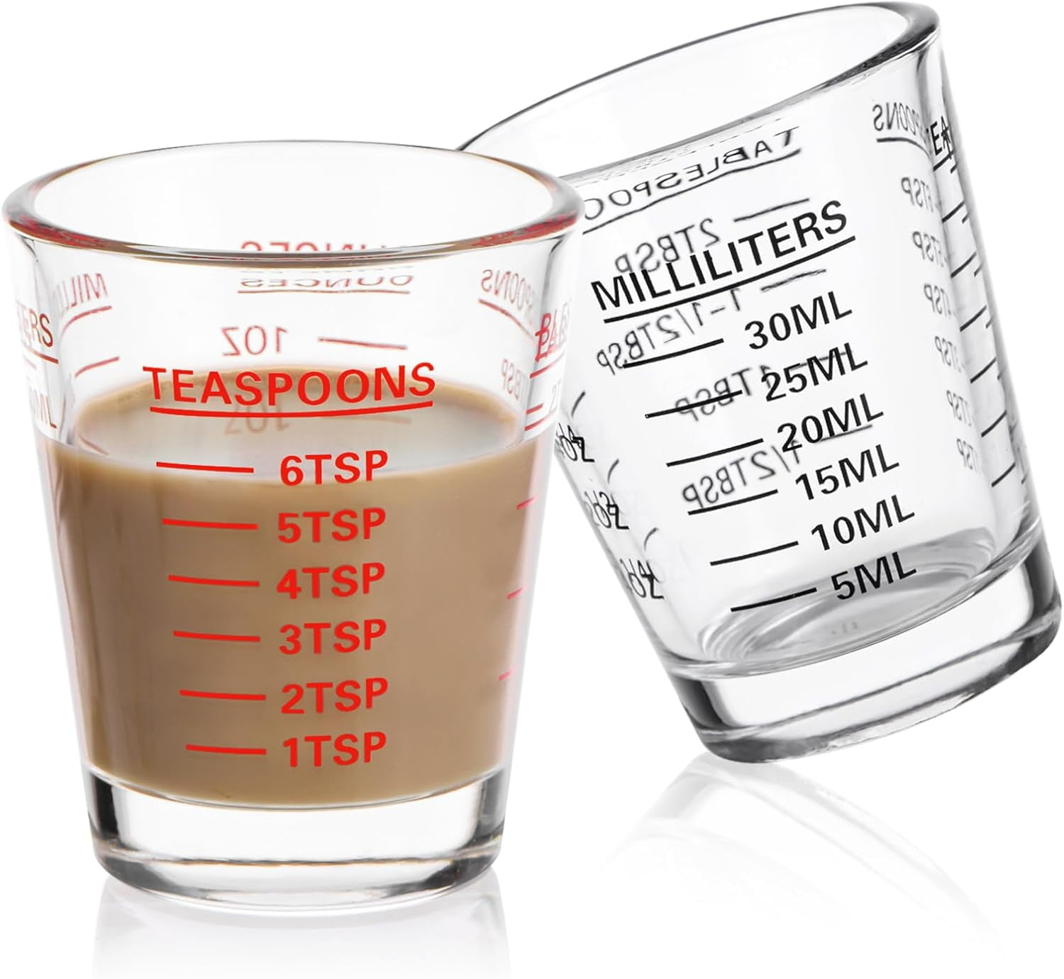 Shot Glass Measuring Cup Set of 2, Espresso Shot Glass, Incremental Measurements 1 Ounce, 2 ...