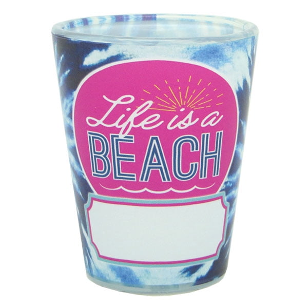 Shot Glass Navy Aqua Tie Dye Life is a B Panama City Beach - Walmart.com