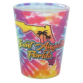 Shot Glass Neon Swirl Tie Dye and Map St Augustine - Walmart.com