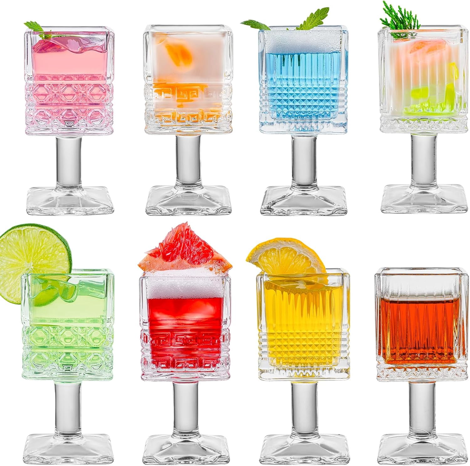 Shot Glass Set, 8 Pack 1.5 Oz Cordial Glasses with stem, Whiskey Shot ...
