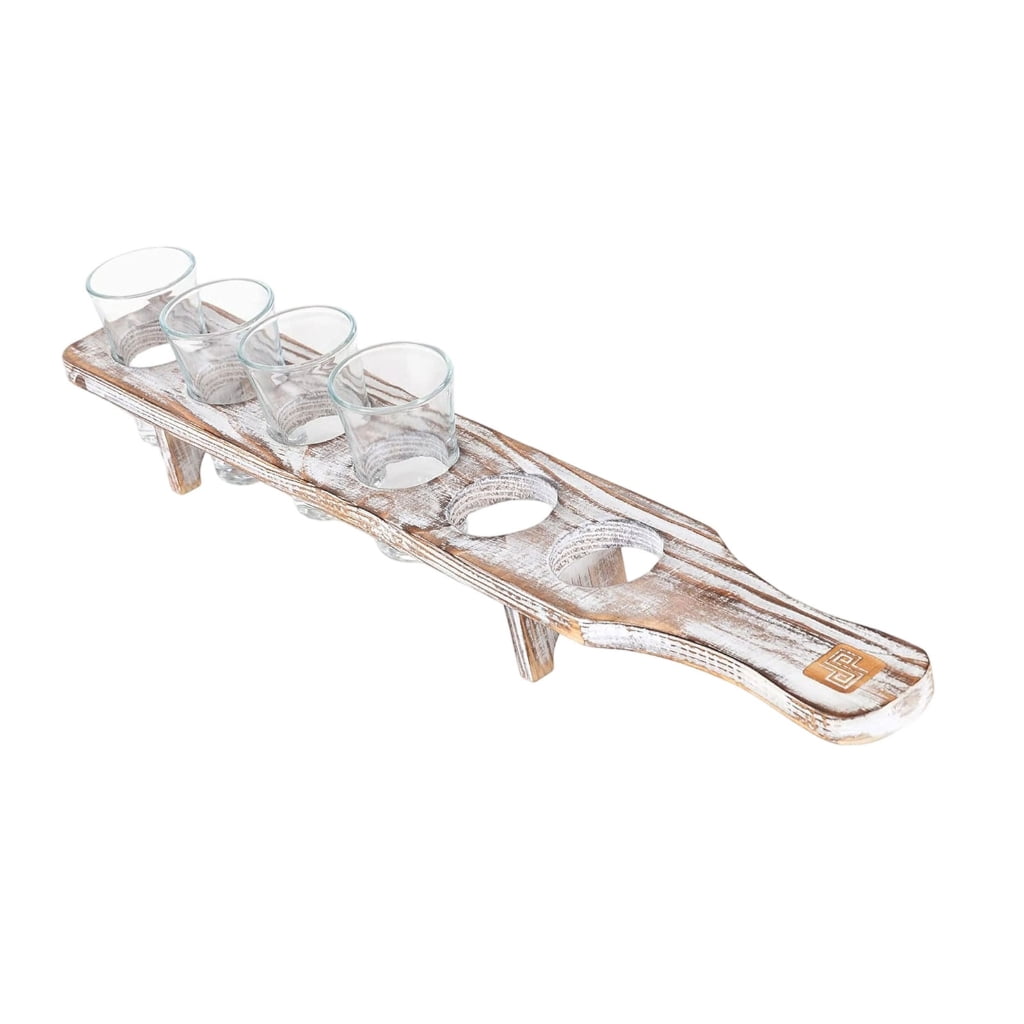 Shot Glass Stand 6 Holes Wooden Drinks Paddle Elegant Tequila Serving ...