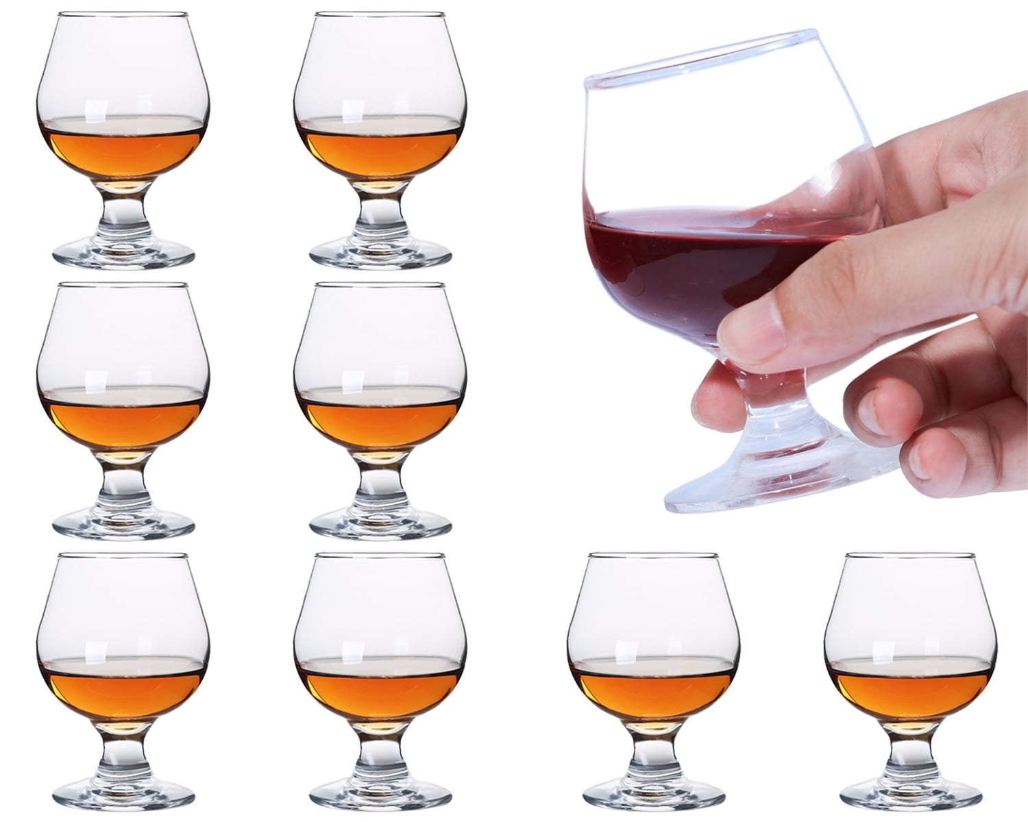 100ml/3.5 oz Shot Glasses Set of 8, Tequila Drinking Mini Brandy ...