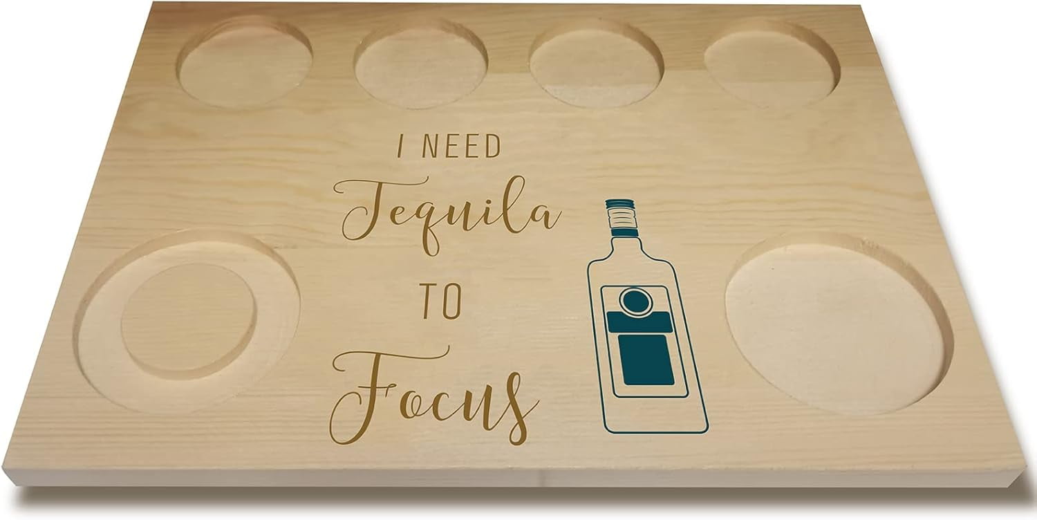 Shot Glasses Serving Tray Tequila Flight Board Wooden Glass Holder Bar ...