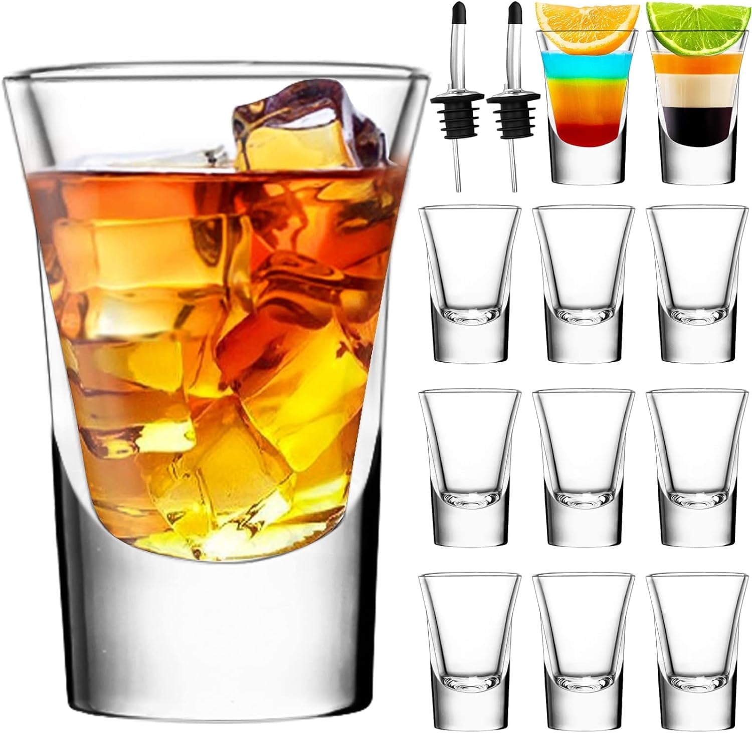 Shot Glasses Set of 12-1.2 oz/35 ml Clear Shot Glass with Heavy Base ...