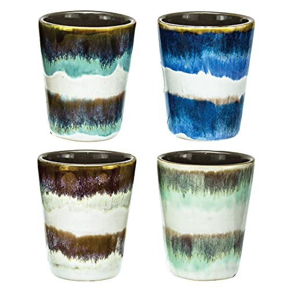 Shot Glasses Set of 4 Ceramic Glazed Shot glass Beautiful 1.5 oz Shots ...