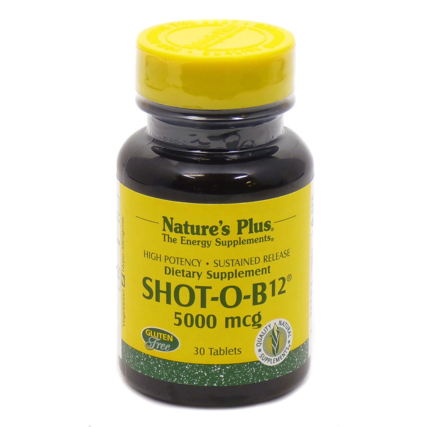 Nature's Plus Shot-O-B12 5000 mcg, Sustained Release Tablets, 30 Count ...