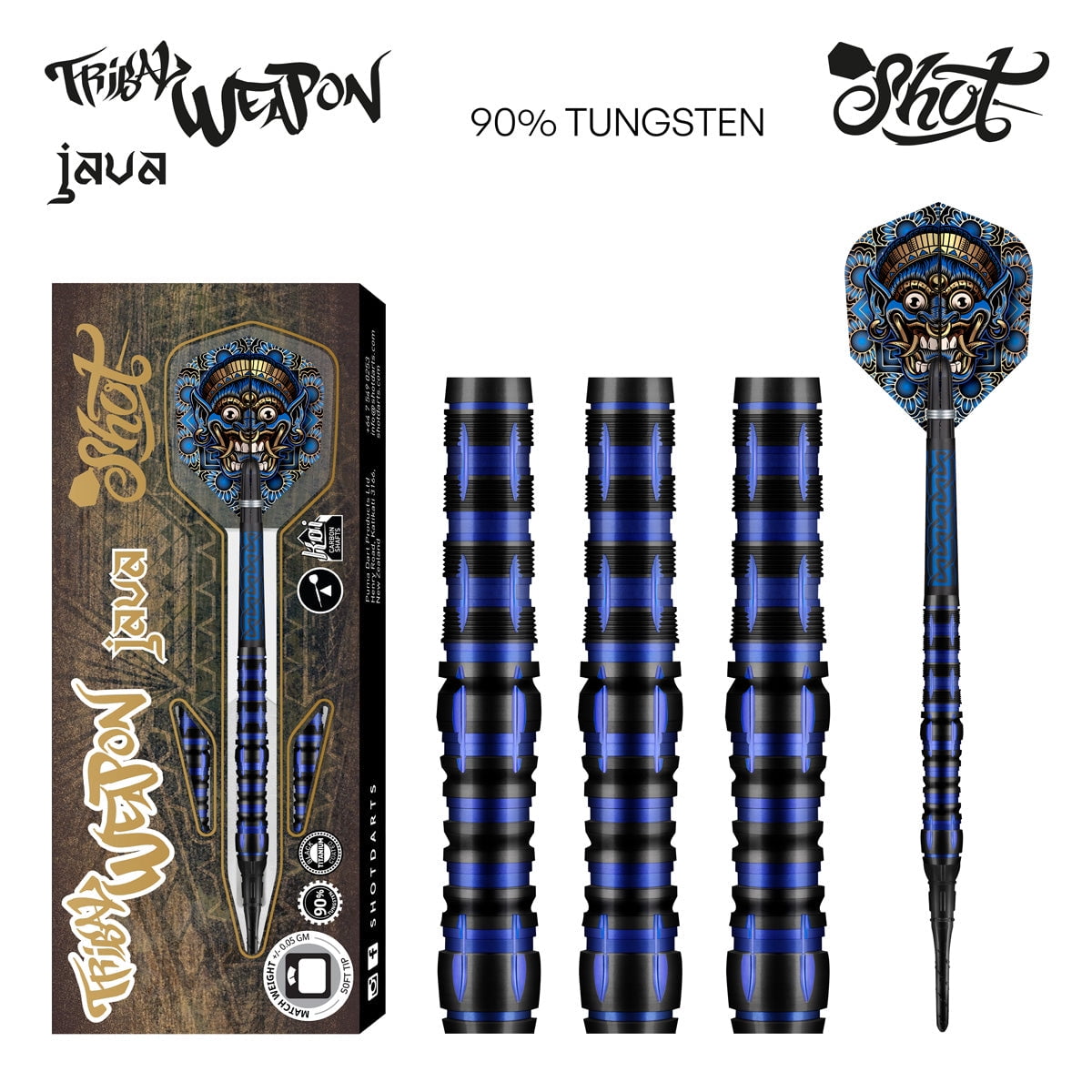 Shot Tribal Weapon Java Soft Tip Dart Set-90% Tungsten-20gm - Walmart.com