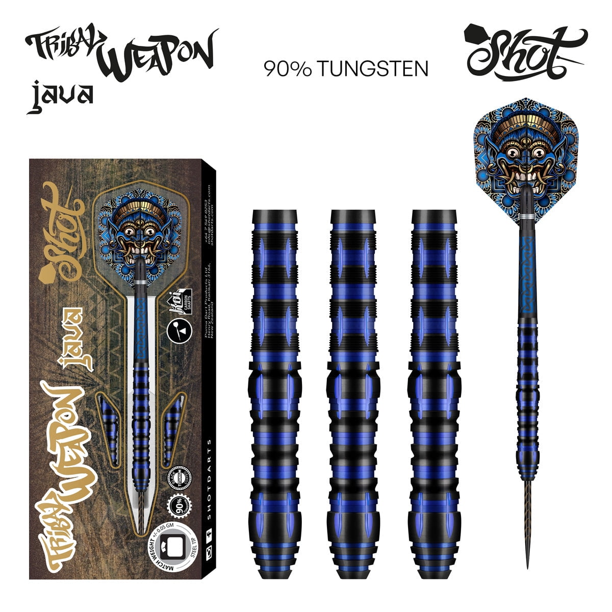 Shot Tribal Weapon Java Steel Tip Dart Set-90% Tungsten-24gm - Walmart.com