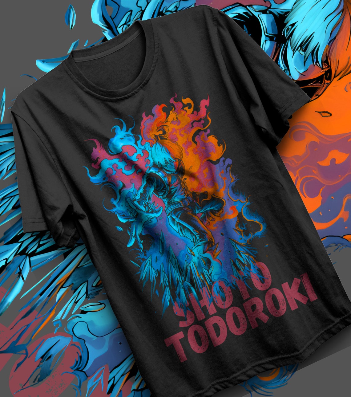 Shoto Todoroki T-shirt, My Hero Academia Manga Anime Shirt,White color ...