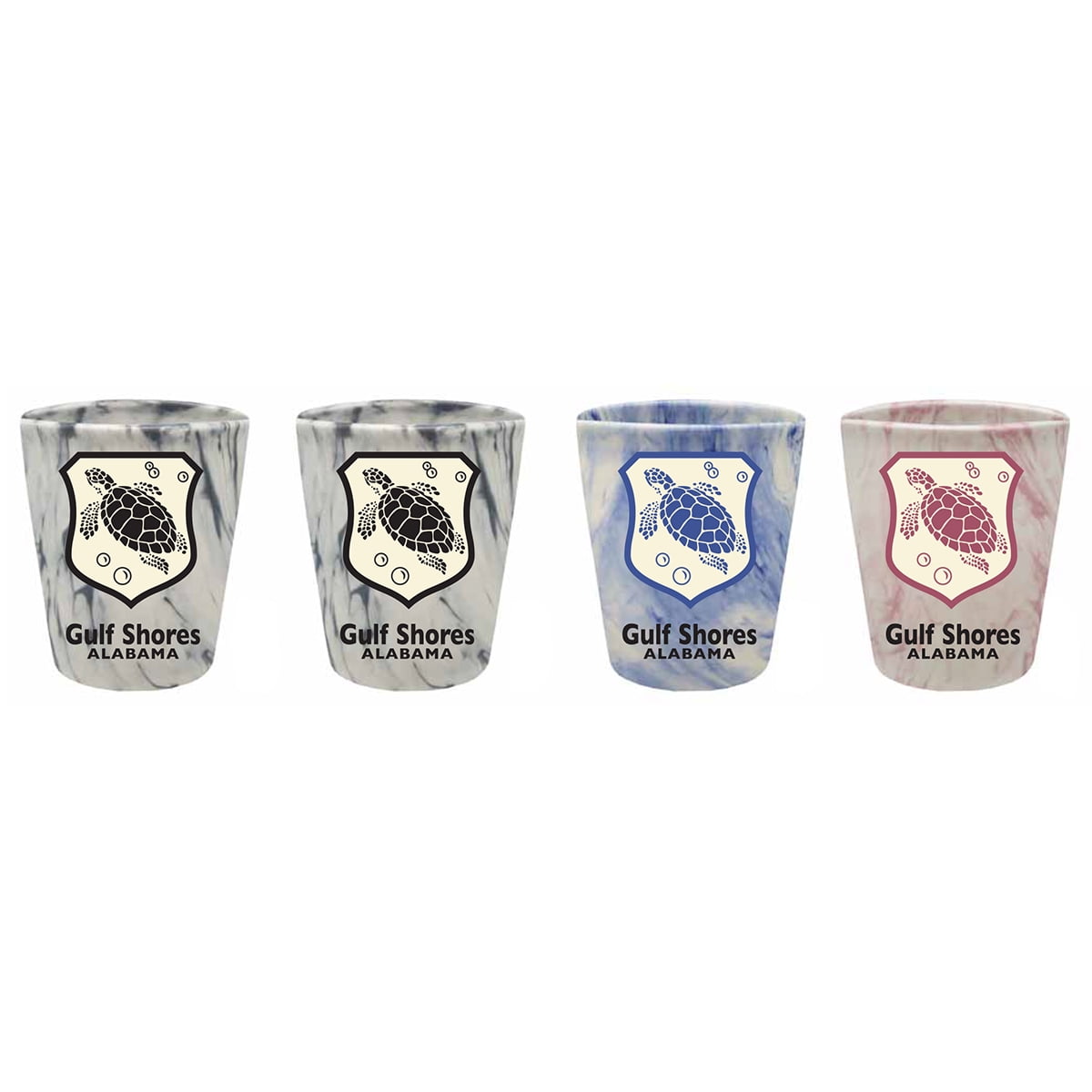 Shots Marble Stoneware 4 Assorted Turtle Crest Marbling Gulf Shores ALA ...