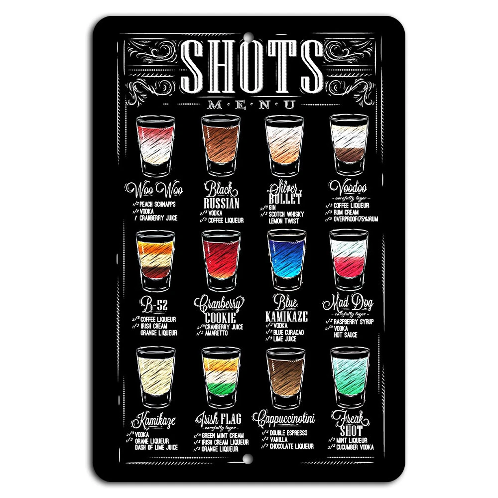 Shots Menu Vintage Bar Sign - Walmart.com