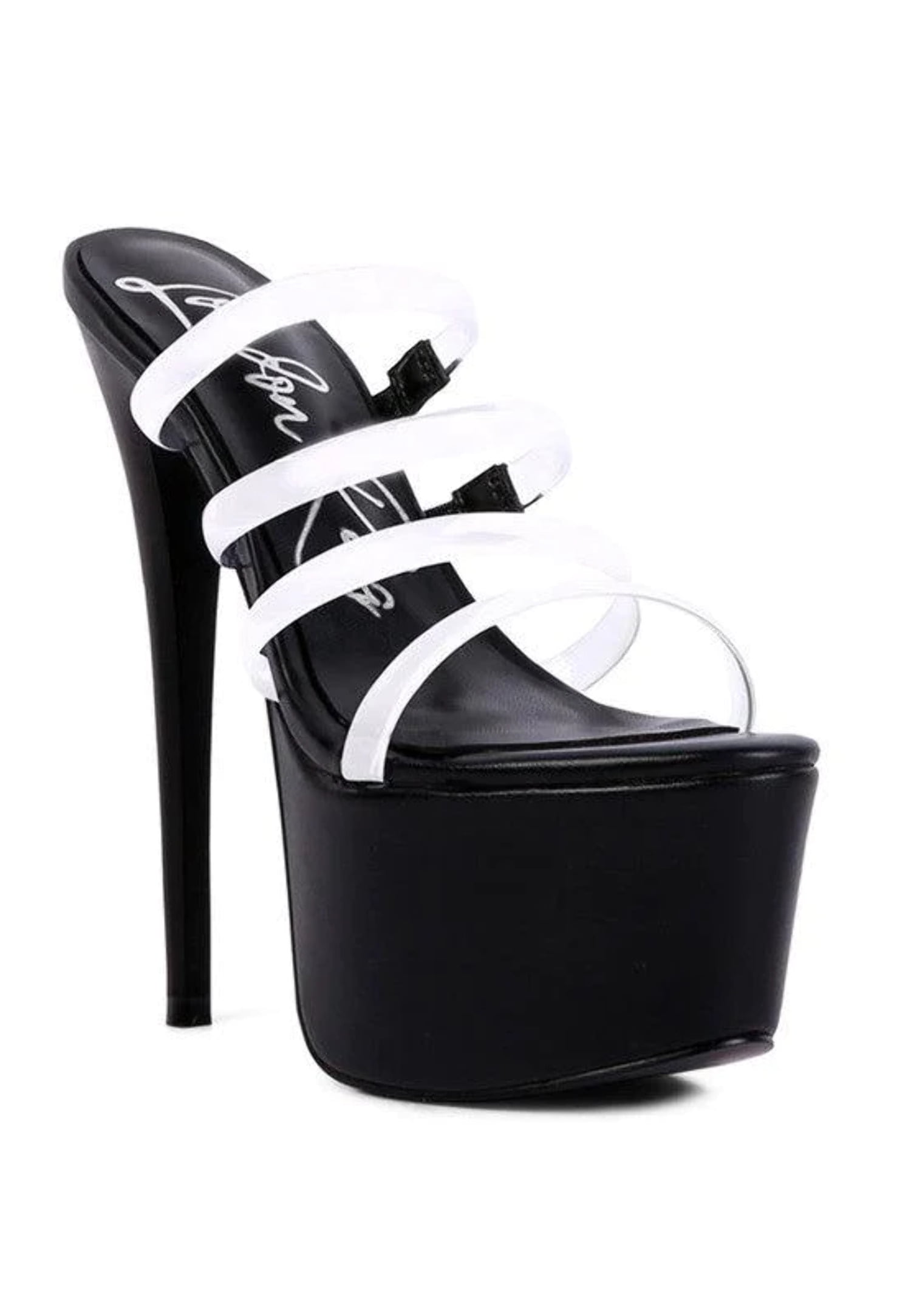 Shots Up Ultra High Heel Clear Straps Sandals - Walmart.com