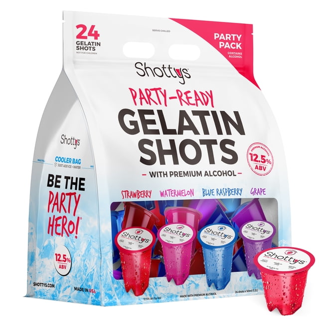 Shottys Gelatin Shots Classic Flavors Wine Based, 24 Pack, 50ml Shots ...