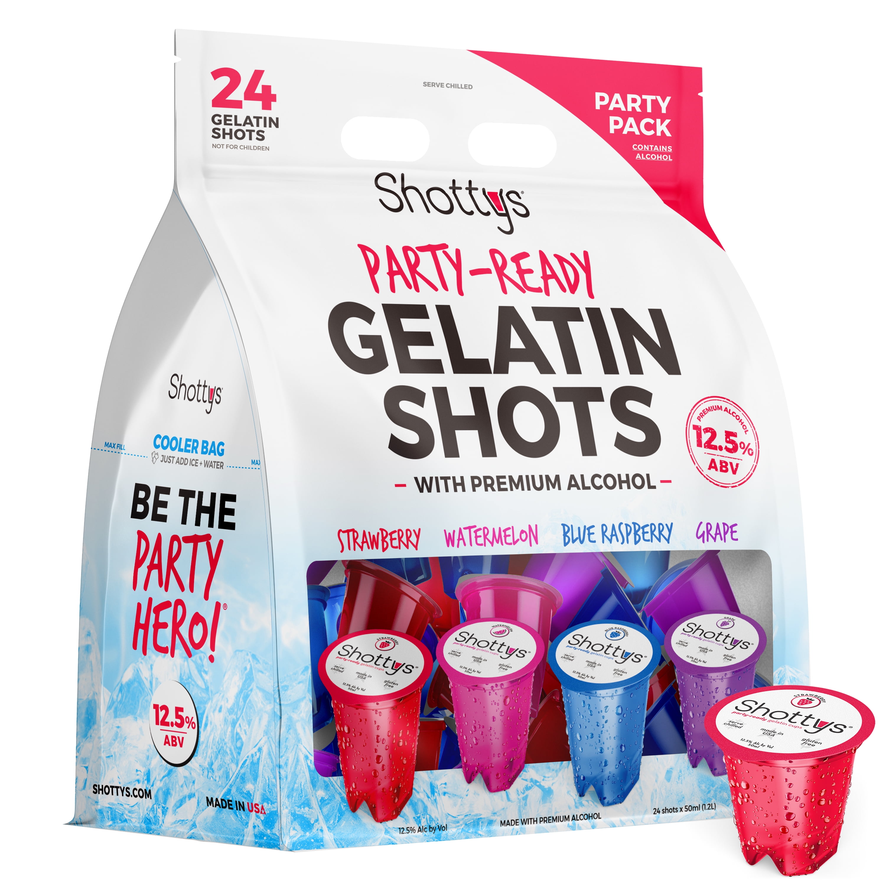 Shottys Gelatin Shots Classic Flavors Wine Based, 24 Pack, 50ml Shots, 12.5% ABV - Walmart.com