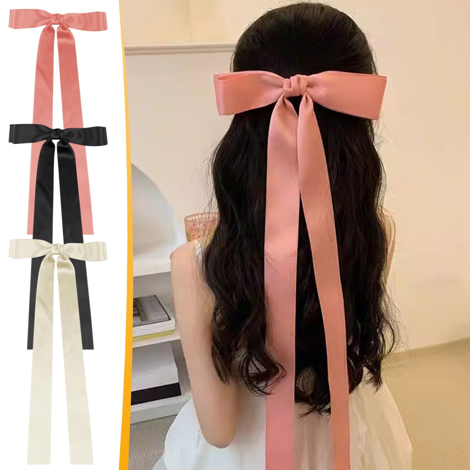 ShouWei Hair Bow Clips for Women Girls - Tassel Ribbon Bow for Hair, Ribbon Hair Bows Clips ...