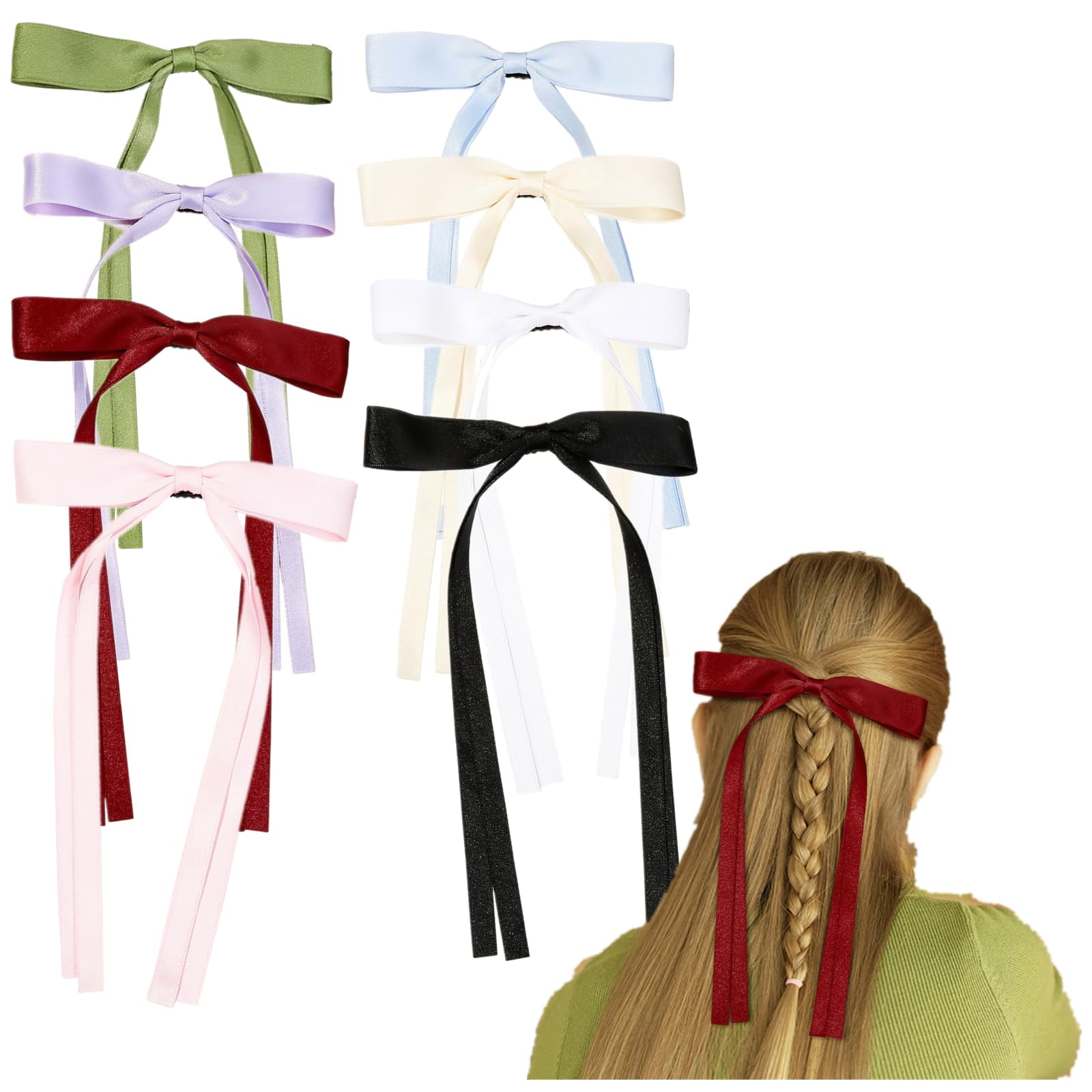 ShouWei Hair Bow Clips for Women Girls - Tassel Ribbon Bow for Hair, Ribbon Hair Bows Clips ...