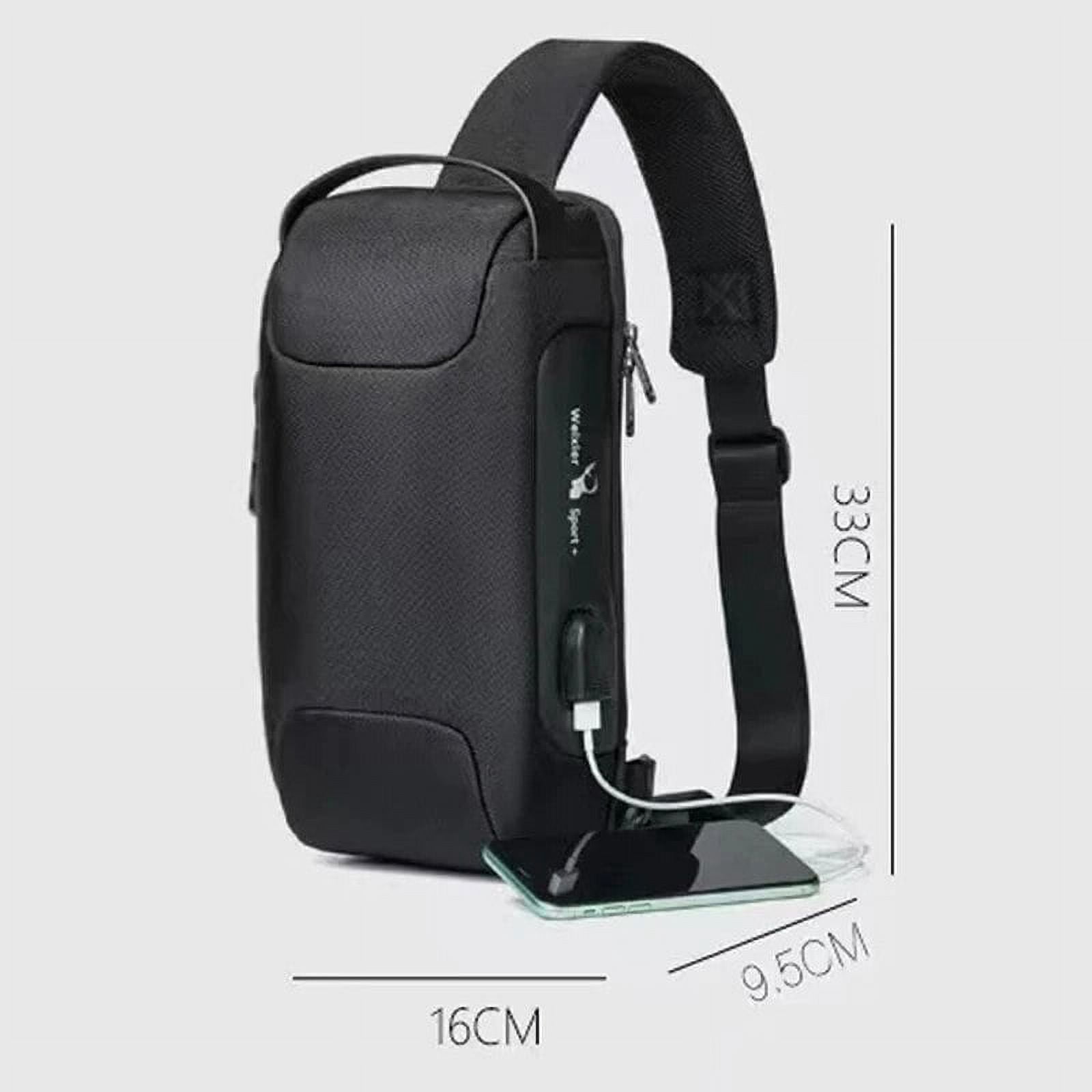 Shoulder Bag for Men Waterproof USB Male Crossbody Bag Anti-Theft Short ...