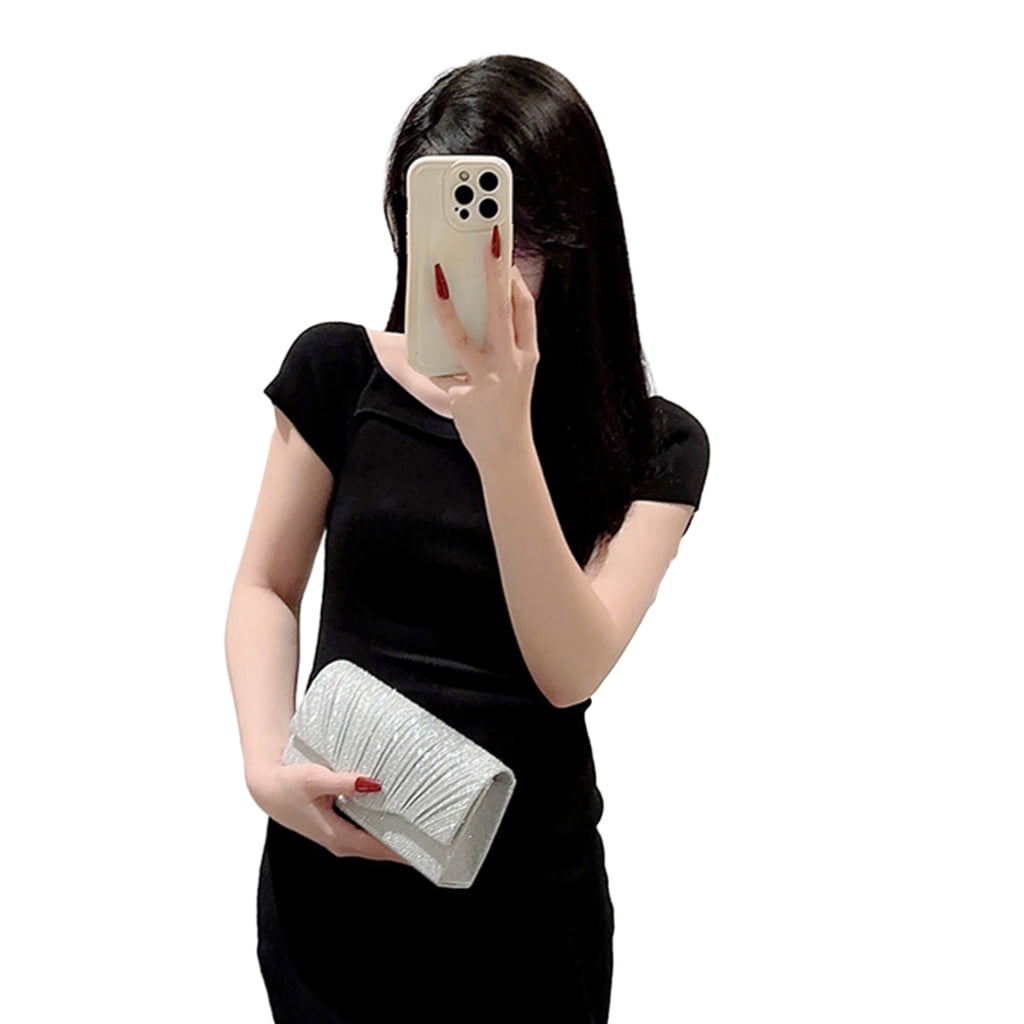 Shoulder Crossbody Bag for Women Pleated Evening Bag Lady Purse Wedding ...