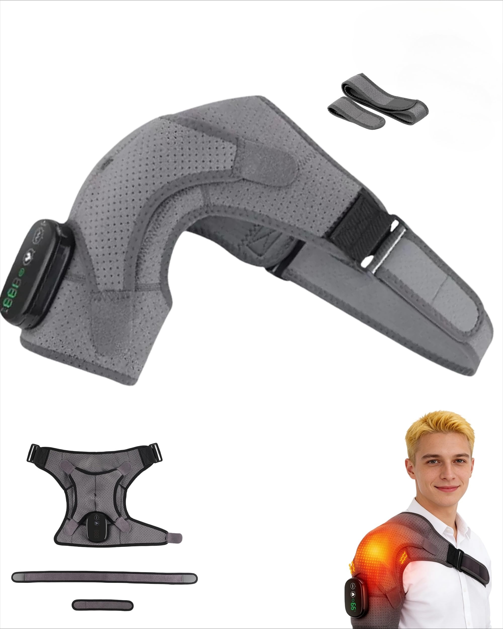 Shoulder Massager, Cordless For Pain Relief Deep Tissue With Adjustable ...