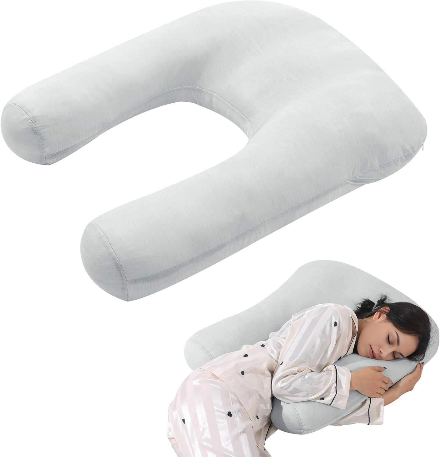 Shoulder Pillow for Side Sleeper with Cooling Pillowcase,Cuddle Pillow for Side Sleeper U-Shaped ...