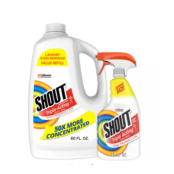 Shout 32 fl. oz. Trigger Fabric Stain Remover and 60 fl. Oz. Triple ...