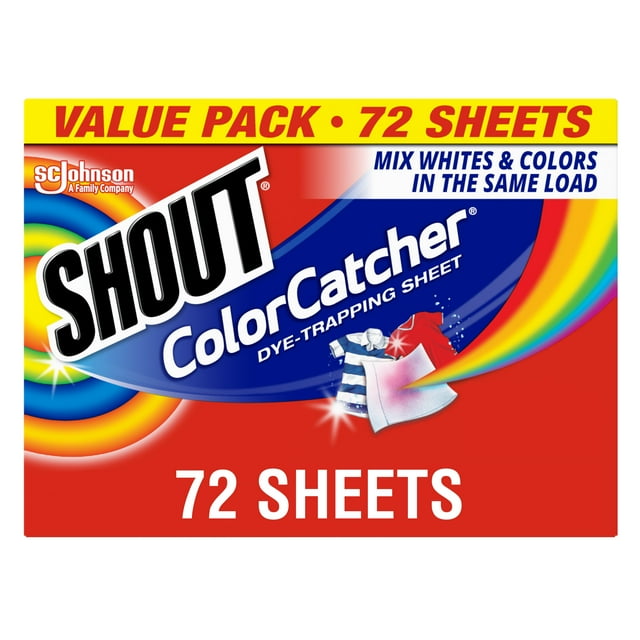 Shout Color Catcher, Laundry Washer Dye-Trapping Sheets, 72 Wash ...