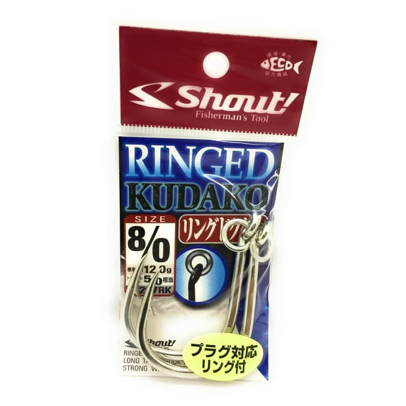 Shout Ringed Kudako Fishing Hook 207-RK, Strong Wire, Silver, Sizes 2/0 ...