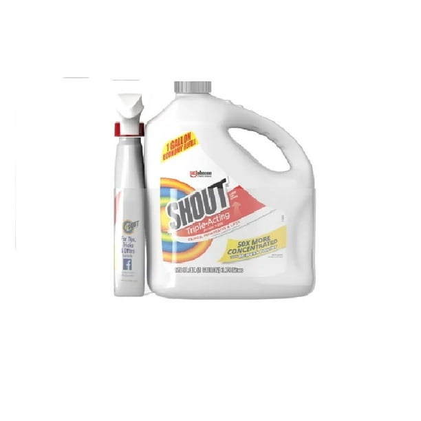 Shout Triple-Acting Laundry Stain Remover (128 fl. oz. refill + 22 fl ...