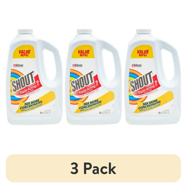 (3 pack) Shout Triple-Acting Refill, Laundry Stain Remover, 60 oz ...