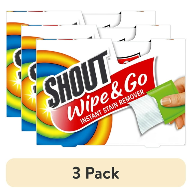 (3 pack) Shout Wipe & Go, Laundry Instant Stain Remover, 12 Wipes ...