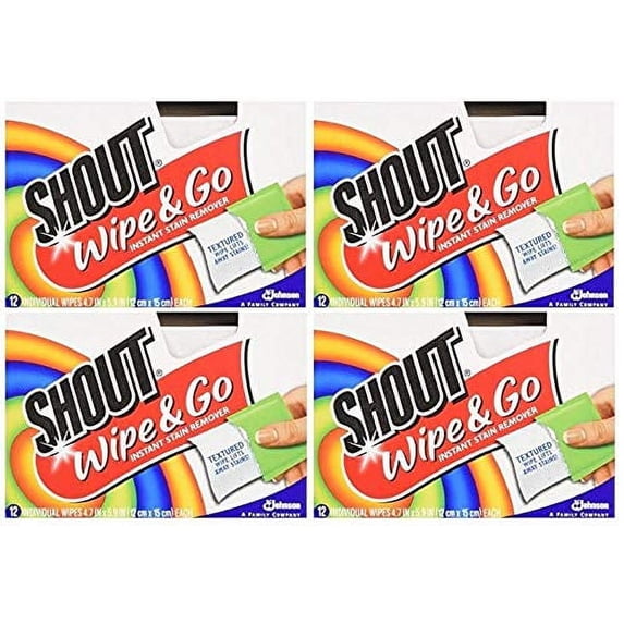 Shout Wipes - Portable Stain Treater Towelettes - (4- Pack,48 Wipes ...