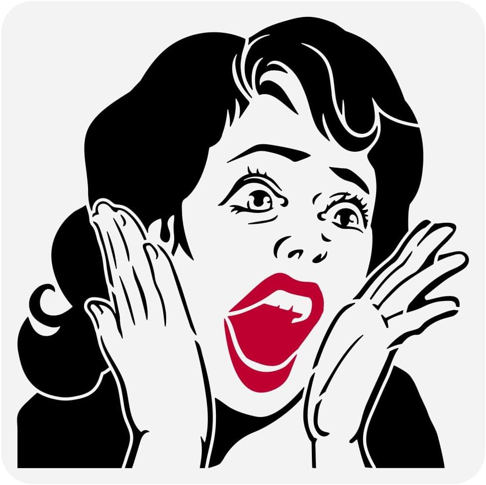 Shouting Woman Painting Stencil 11.8x11.8 inch Large Woman Shouting ...