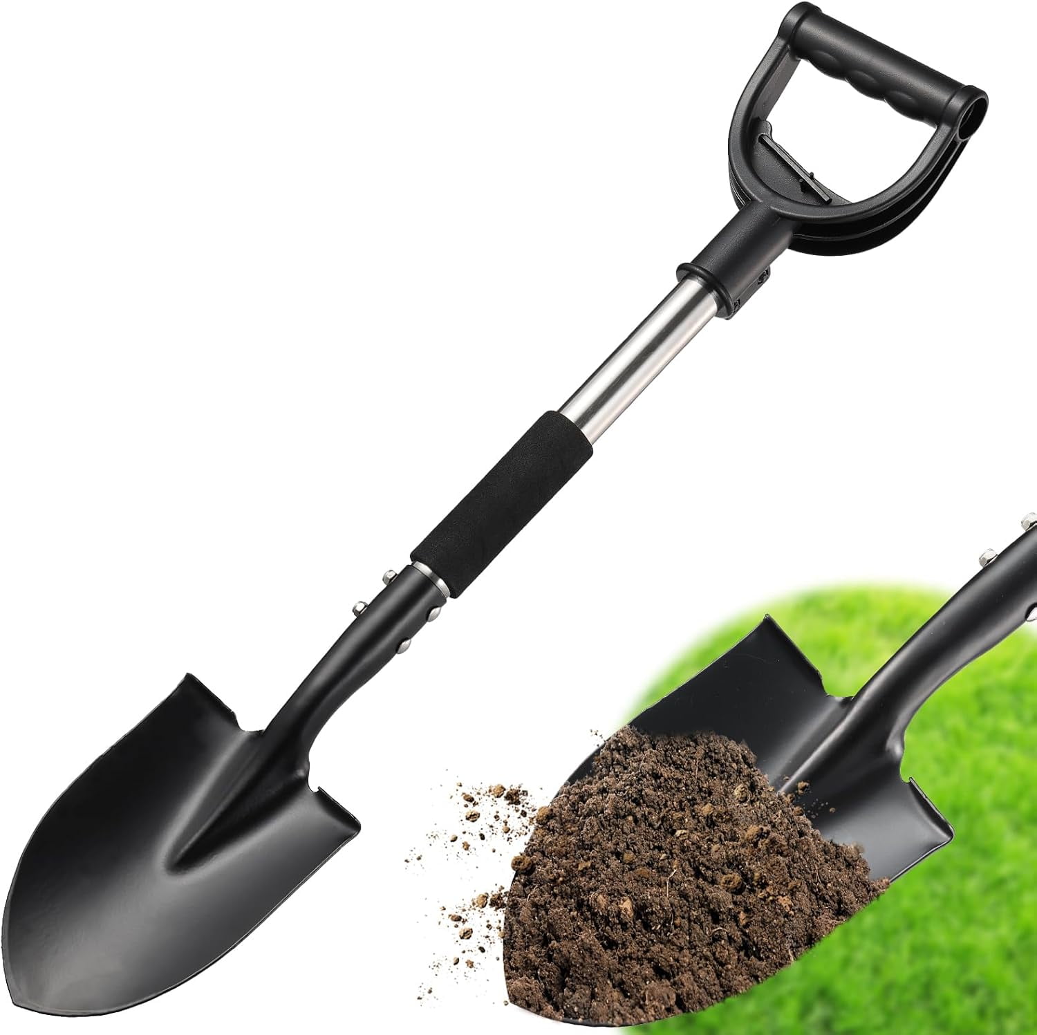 Shovel, Small Garden Shovels for Digging Gardening Heavy Duty, Sand Beach Shovel with D-Handle ...