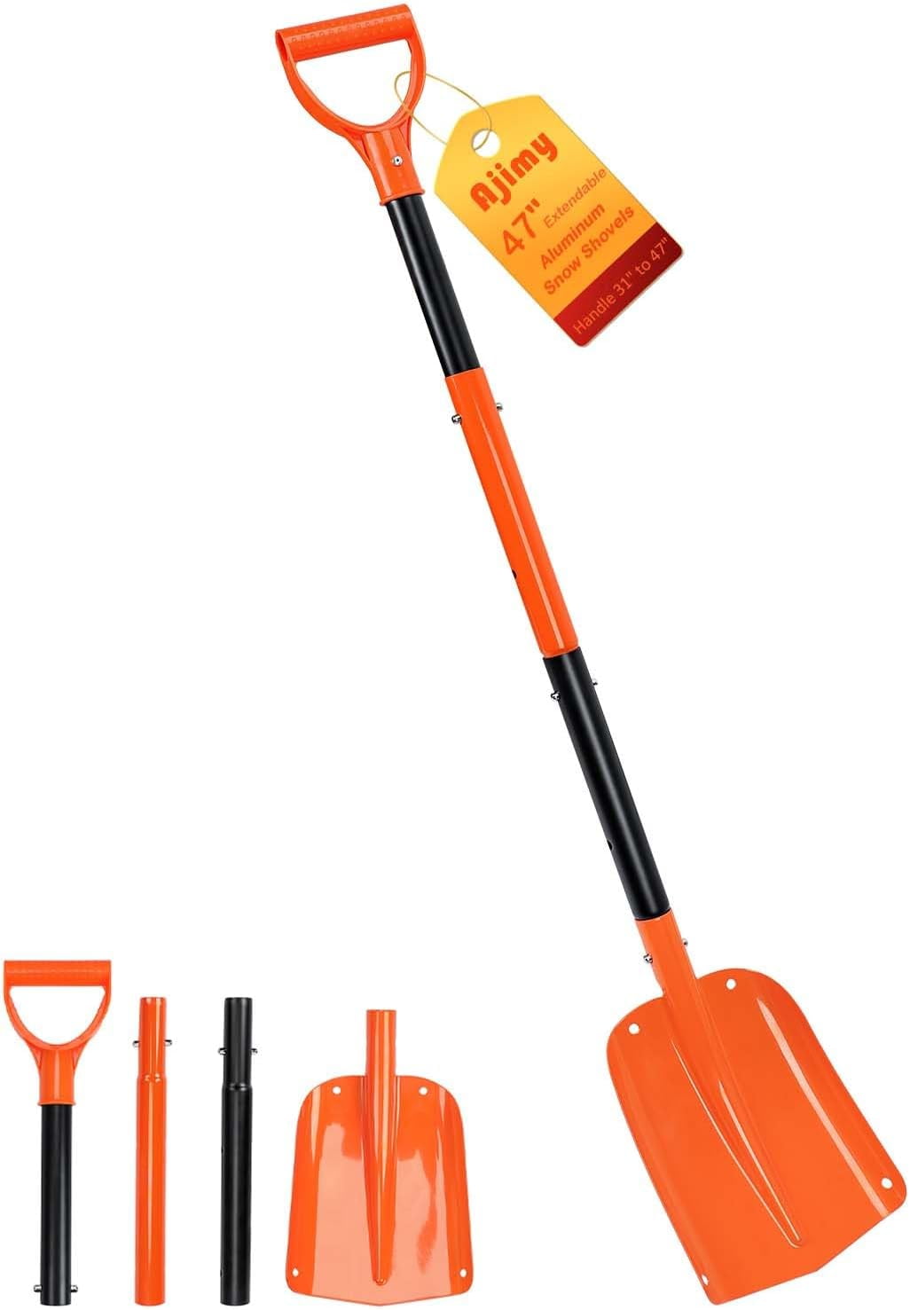 Shovel for Digging,47" Compact Extendable Aluminum Metal Shovel,Heavy ...