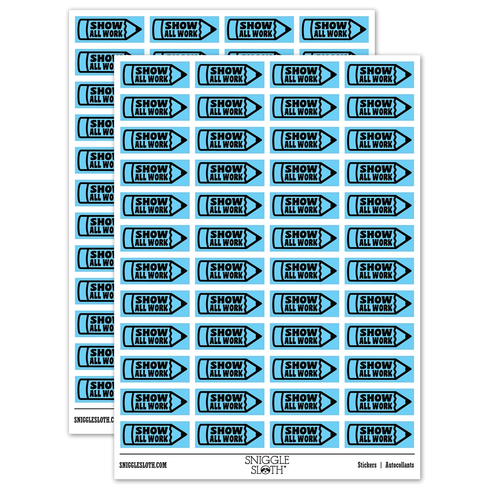 Show All Work Pencil School Teacher Sticker Set - Light Blue - Gloss ...