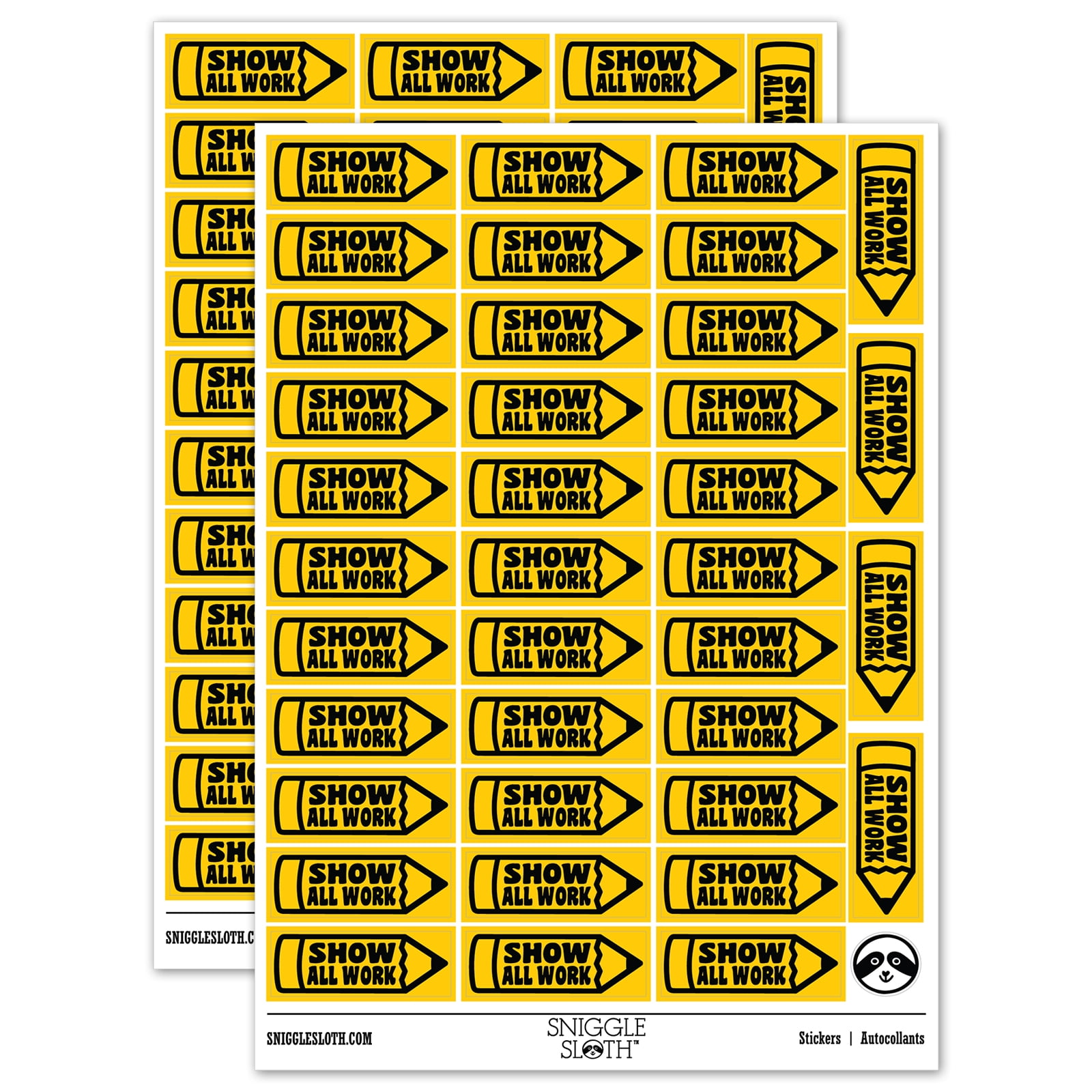 Show All Work Pencil School Teacher Sticker Set - Yellow - Gloss Finish ...