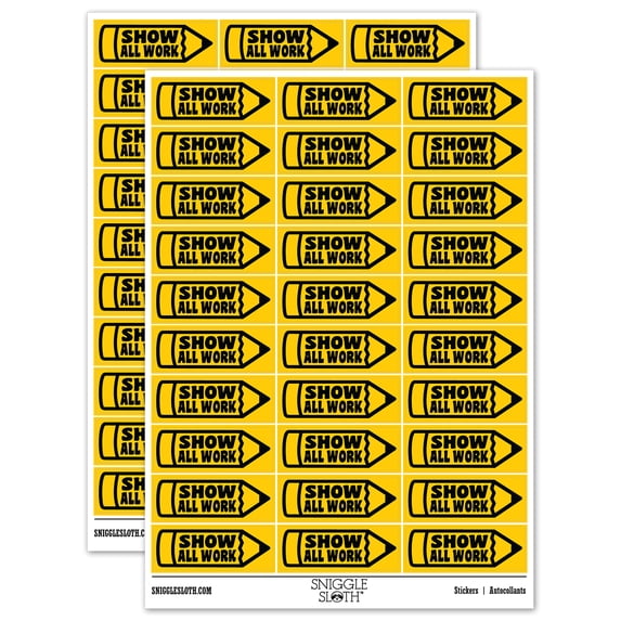 Show All Work Pencil School Teacher Sticker Set - Yellow - Gloss Finish ...