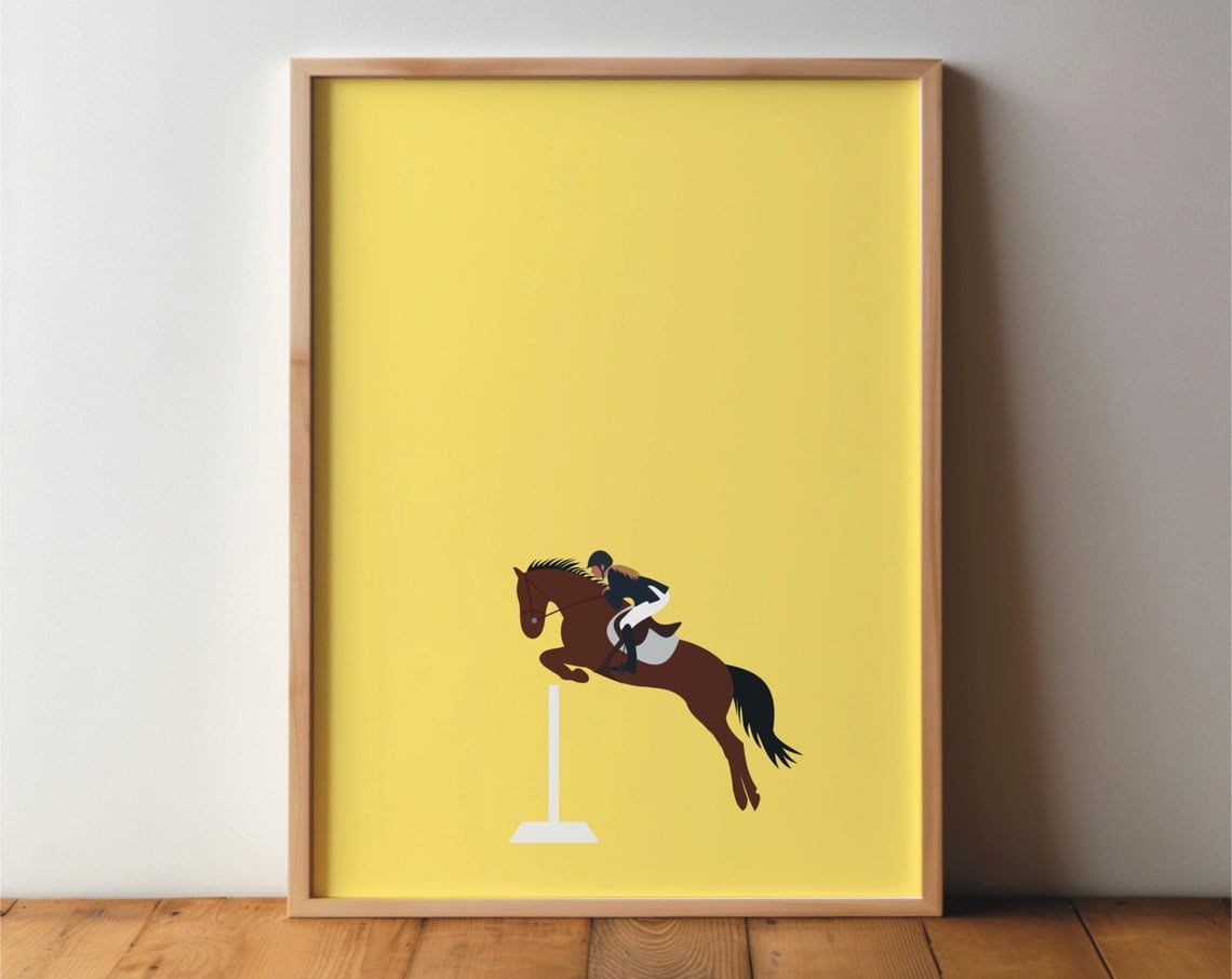 Show Jumping, Horse Riding Poster - Sports Friends - Art Print Minimal ...