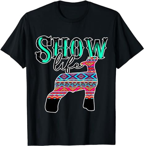 Show Life Livestock Lamb Show Market Sheep Aztec Serape T-Shirt ...