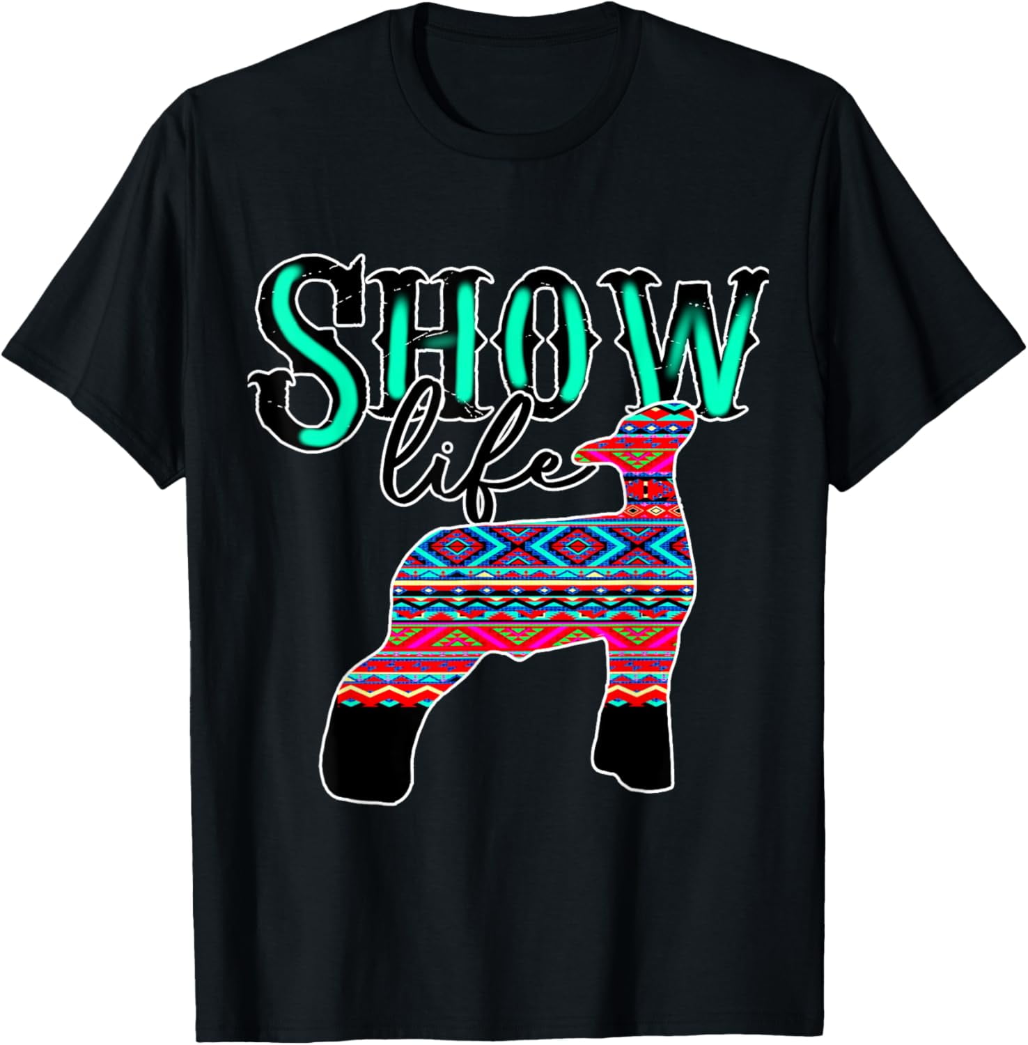 Show Life Livestock Lamb Show Market Sheep Aztec Serape T-Shirt ...