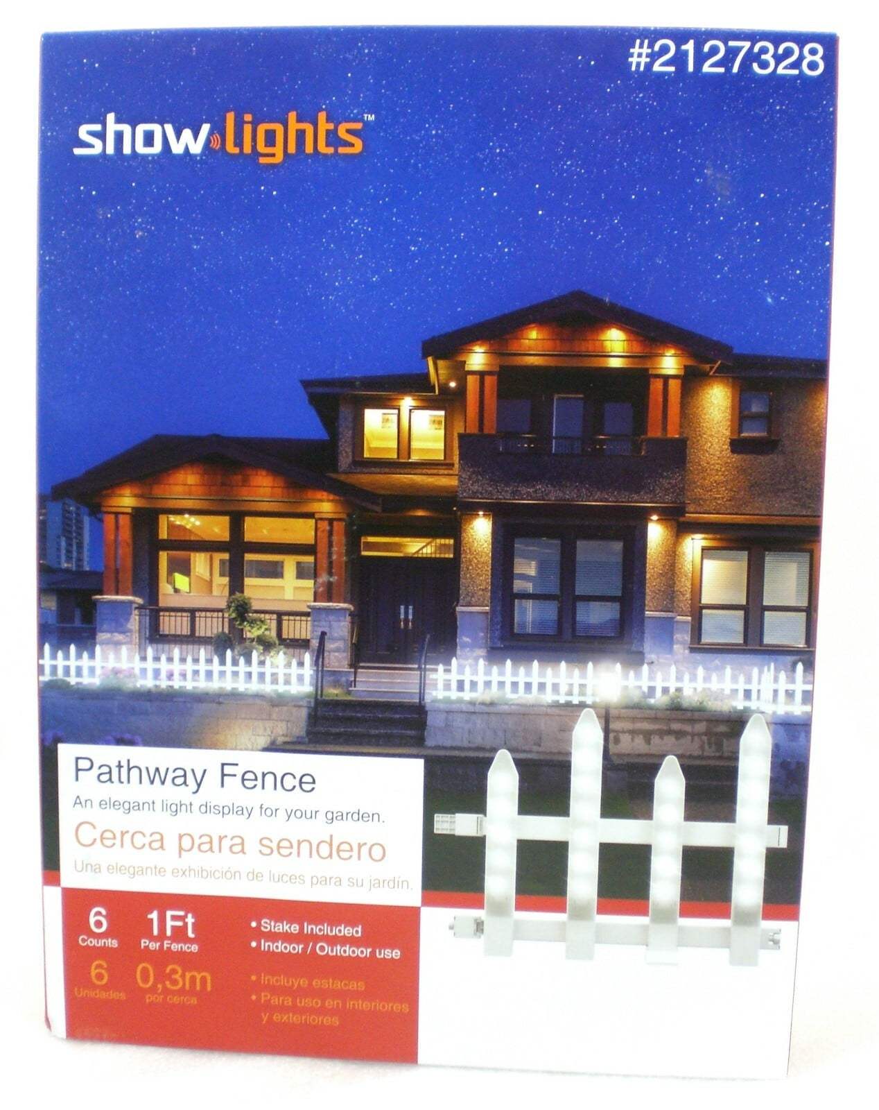 Show Lights 6 Feet Long White Picket Fence Pathway LED Lights Markers ...