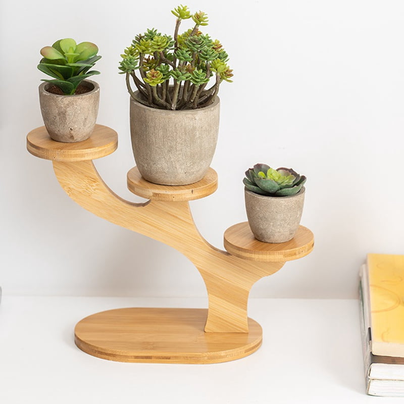 Show Shelf 3-Layer Wooden Plant Display Stand Desktop Display Stand ...
