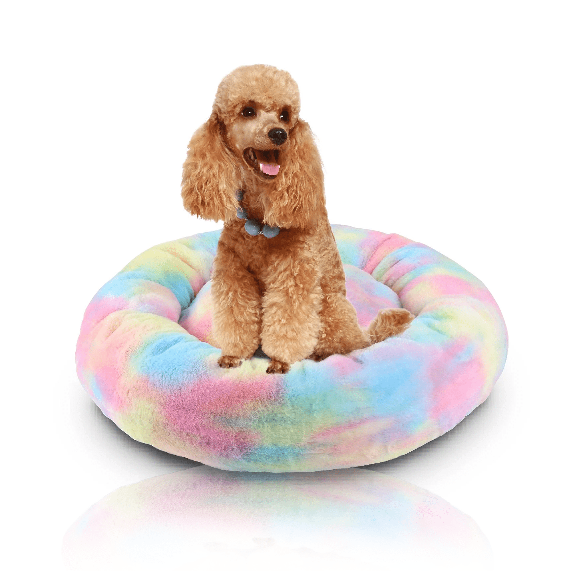 Show & Tail Calming Dog Bed – Tie-Dye Plush Washable Dog Bed – Cozy and ...