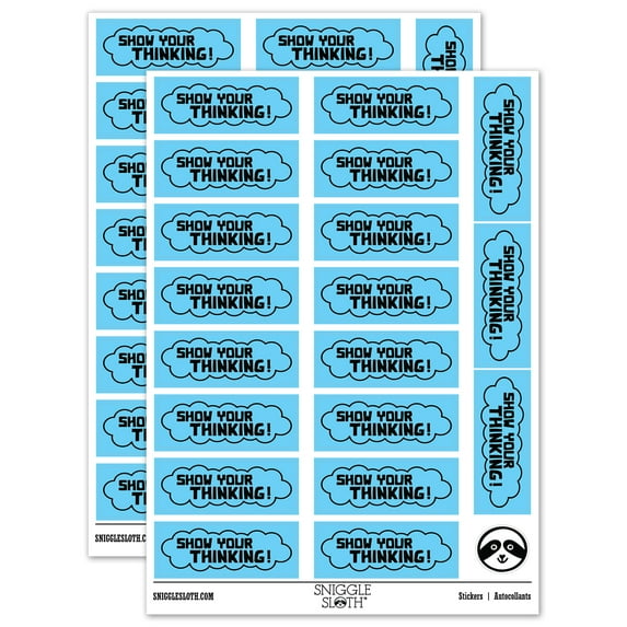 Show Your Thinking Thought Bubble Teacher Student School Sticker Set - Light Blue - Gloss Finish ...