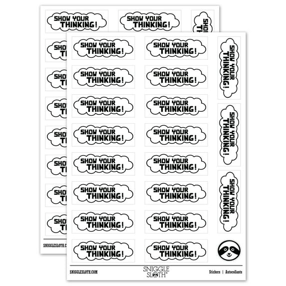 Show Your Thinking Thought Bubble Teacher Student School Sticker Set - White - Matte Finish - 2. ...