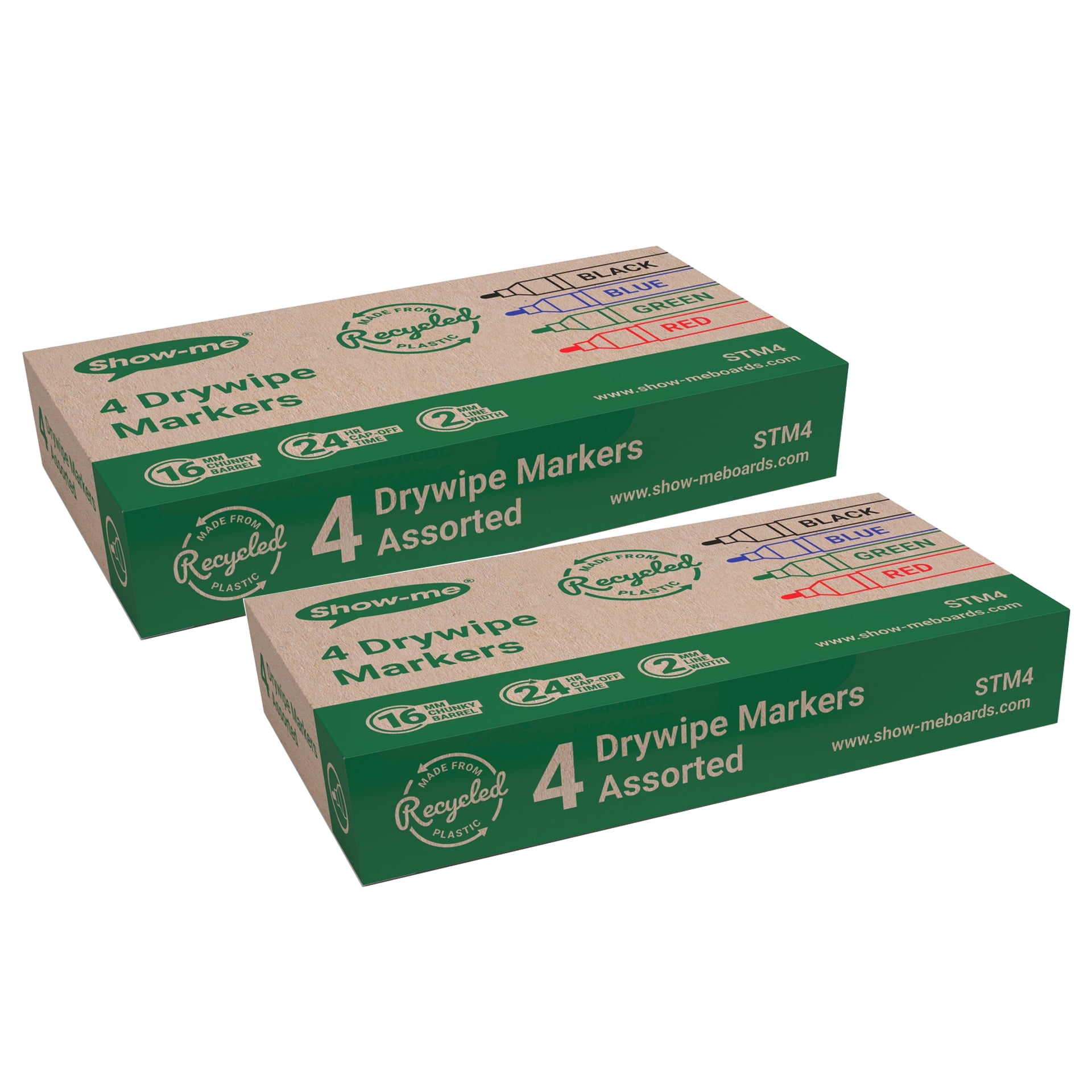 Show-me Chunky Dry Erase Markers, Assorted, 4 Per Box, 2 Boxes ...