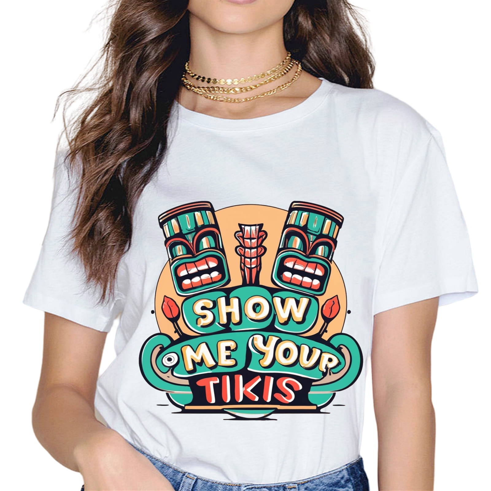 Show me Your Tikis Funny Hawaiian Aloha Tikis Beach Costume T-Shirt - Walmart.com