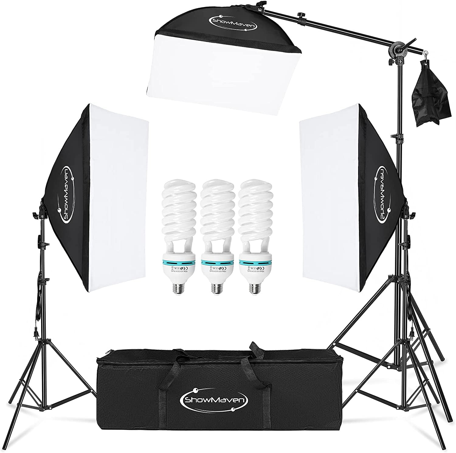 ShowMaven 135W Softbox Lighting Kit with 3 Softboxes & Stands - Walmart.com
