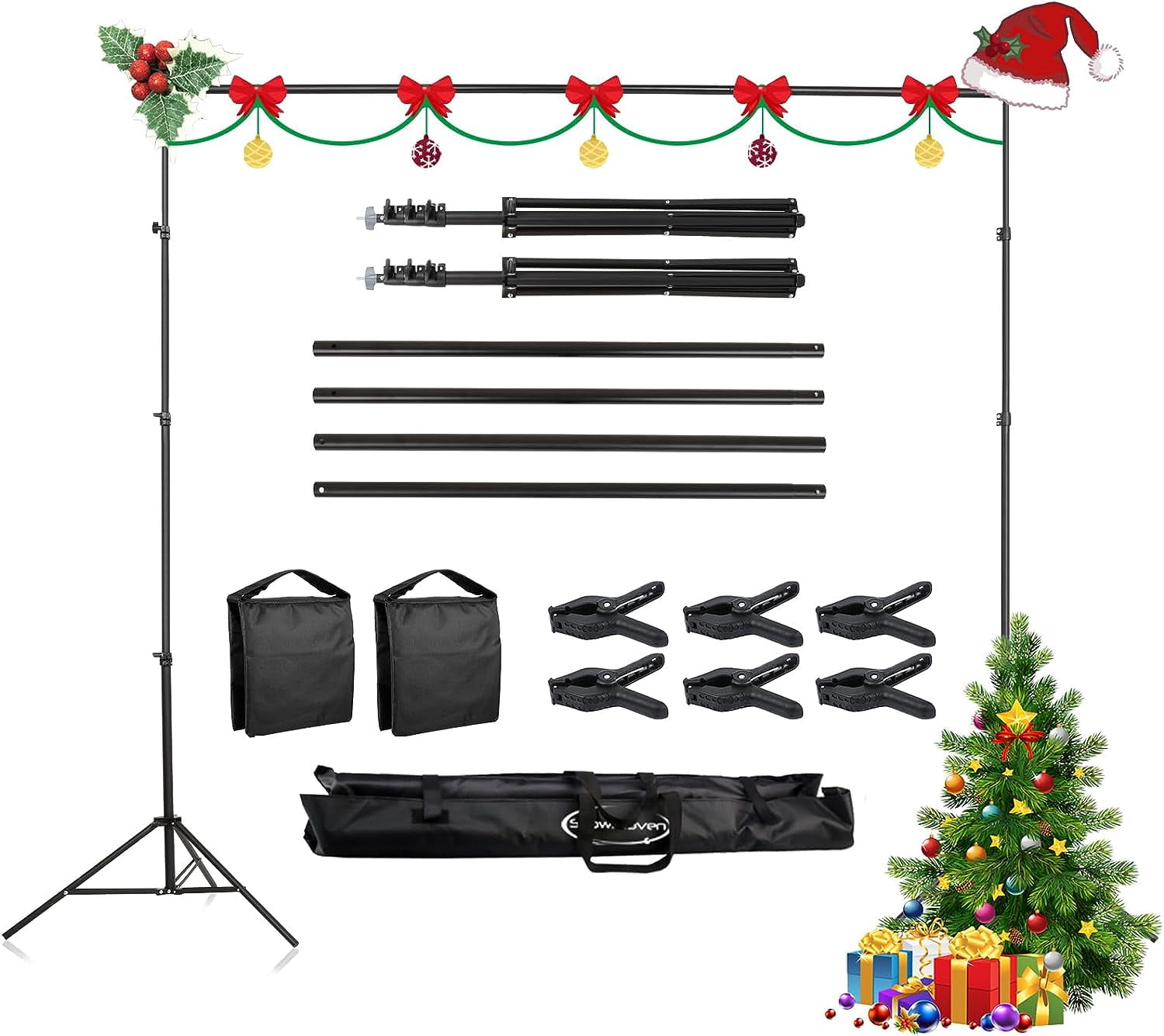 ShowMaven Portable Kit: 8.5ft x 10ft Adjustable Backdrop Support for ...