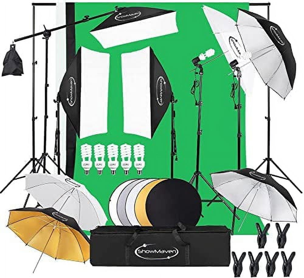 ShowMaven Photography Lighting Kit, 6.5ft x 10ft Background Stand ...